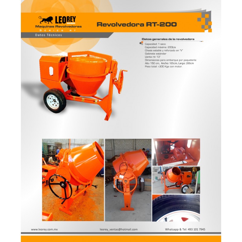 Revolvedora 6.5 Hp tipo trompo gasolina