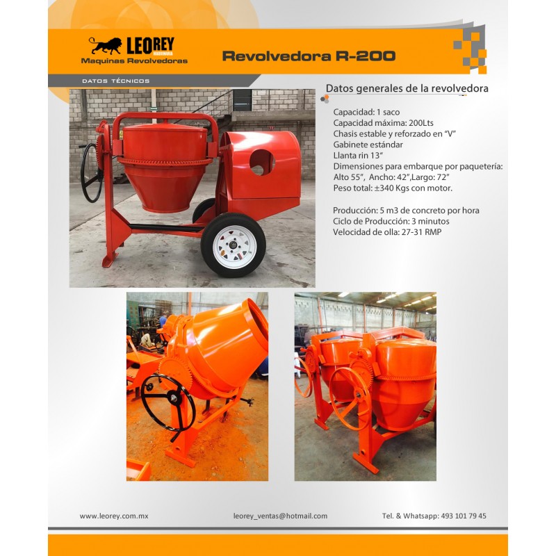 Revolvedora 6.5 Hp tipo trompo gasolina